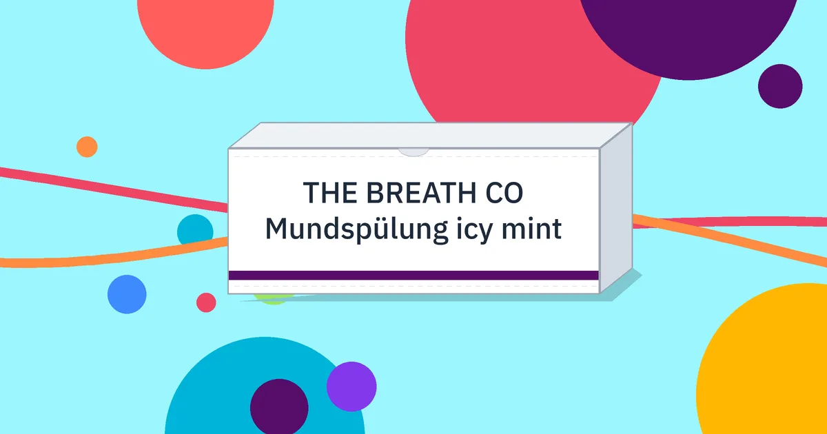 Symbolbild: Packung mit der Aufschrift THE BREATH CO Mundspülung icy mint (PZN 18190082) – Verfügbarkeit und Bezug in Apotheken in Frankfurt am Main