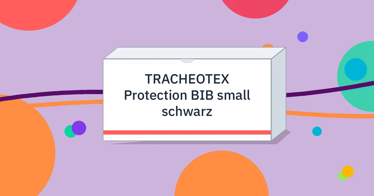 Symbolbild: Packung mit der Aufschrift TRACHEOTEX Protection BIB small schwarz (PZN 19484130) – Verfügbarkeit und Bezug in Apotheken in Frankfurt am Main
