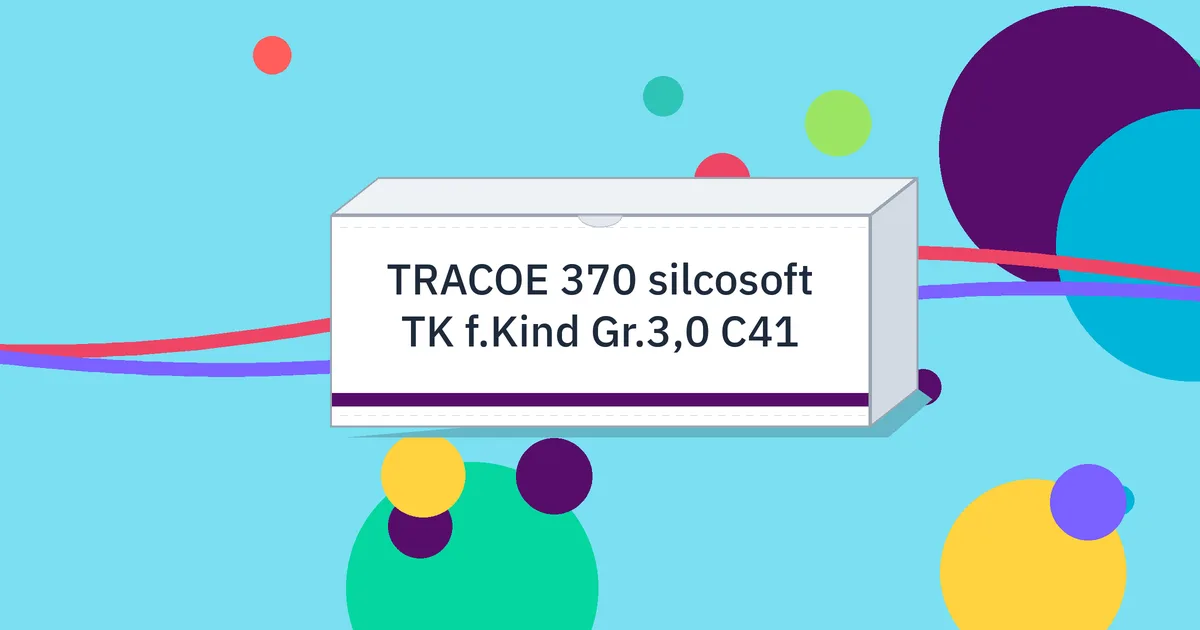 Symbolbild: Packung mit der Aufschrift TRACOE 370 silcosoft TK f.Kind Gr.3,0 C41 (PZN 14314133) – Verfügbarkeit und Bezug in Apotheken in Frankfurt am Main