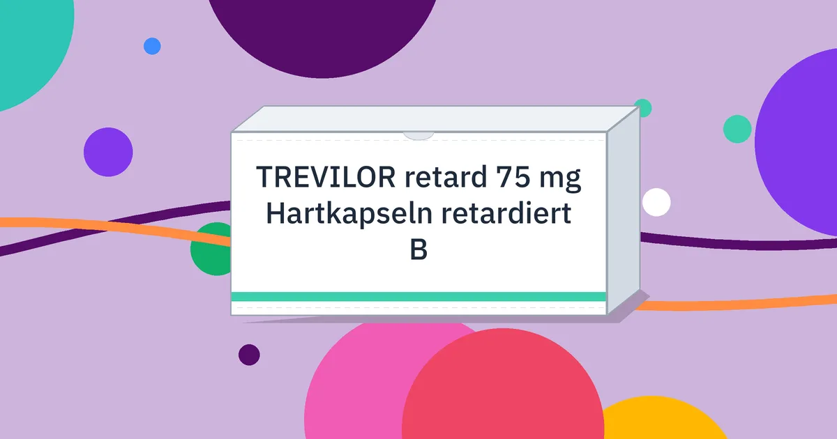 Symbolbild: Packung mit der Aufschrift TREVILOR retard 75 mg Hartkapseln retardiert B (PZN 06330135) – Verfügbarkeit und Bezug in Apotheken in Frankfurt am Main