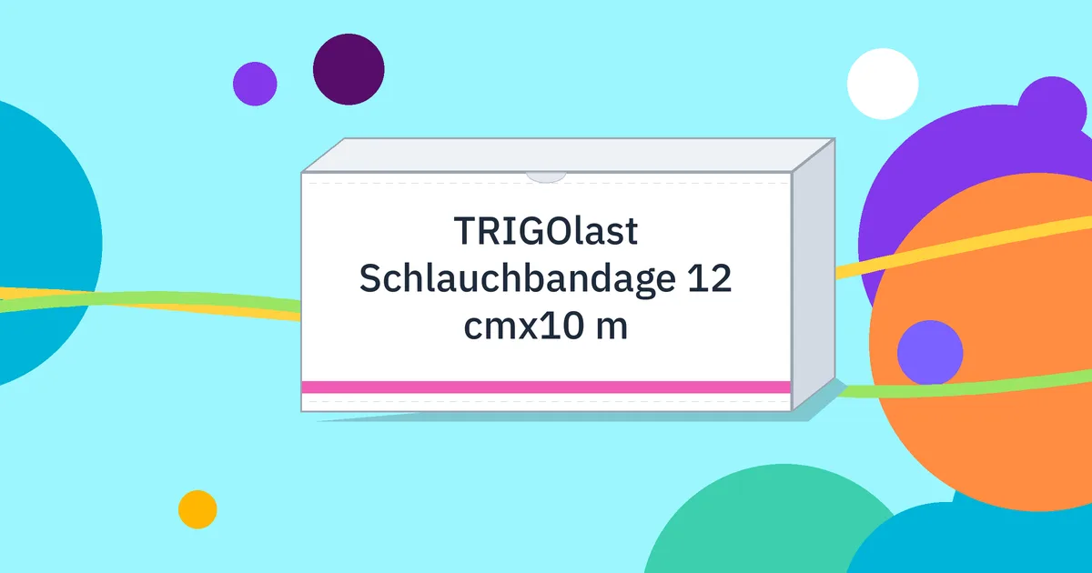 Symbolbild: Packung mit der Aufschrift TRIGOlast Schlauchbandage 12 cmx10 m (PZN 09945363) – Verfügbarkeit und Bezug in Apotheken in Frankfurt am Main