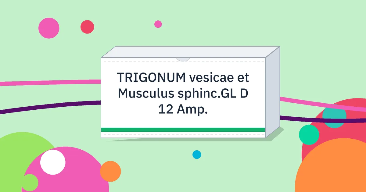 Symbolbild: Packung mit der Aufschrift TRIGONUM vesicae et Musculus sphinc.GL D 12 Amp. (PZN 03661216) – Verfügbarkeit und Bezug in Apotheken in Frankfurt am Main