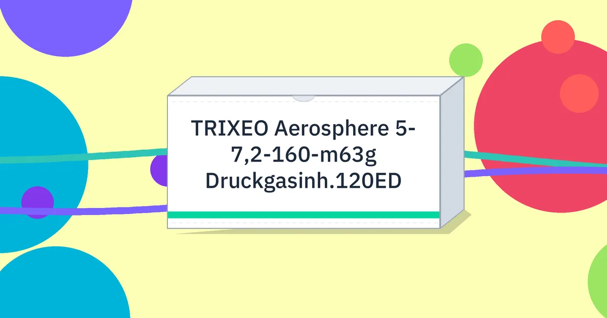 Symbolbild: Packung mit der Aufschrift TRIXEO Aerosphere 5-7,2-160-m63g Druckgasinh.120ED (PZN 17612842) – Verfügbarkeit und Bezug in Apotheken in Frankfurt am Main