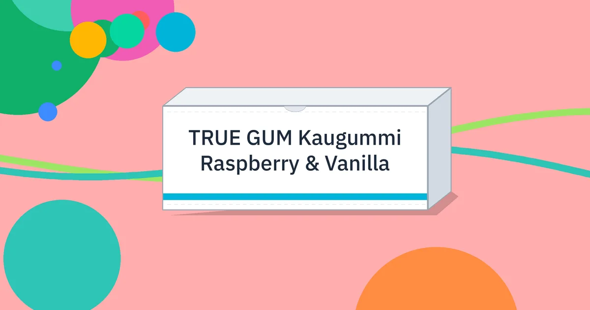 Symbolbild: Packung mit der Aufschrift TRUE GUM Kaugummi Raspberry & Vanilla (PZN 16319442) – Verfügbarkeit und Bezug in Apotheken in Frankfurt am Main