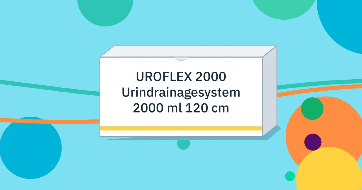 Symbolbild: Packung mit der Aufschrift UROFLEX 2000 Urindrainagesystem 2000 ml 120 cm (PZN 12146111) – Verfügbarkeit und Bezug in Apotheken in Frankfurt am Main