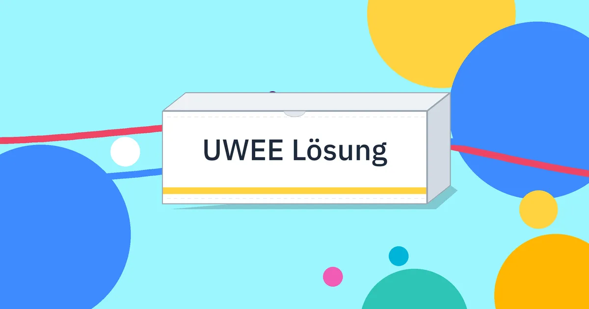 Symbolbild: Packung mit der Aufschrift UWEE Lösung (PZN 05022727) – Verfügbarkeit und Bezug in Apotheken in Frankfurt am Main