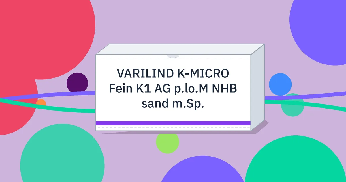Symbolbild: Packung mit der Aufschrift VARILIND K-MICRO Fein K1 AG p.lo.M NHB sand m.Sp. (PZN 20554539) – Verfügbarkeit und Bezug in Apotheken in Frankfurt am Main