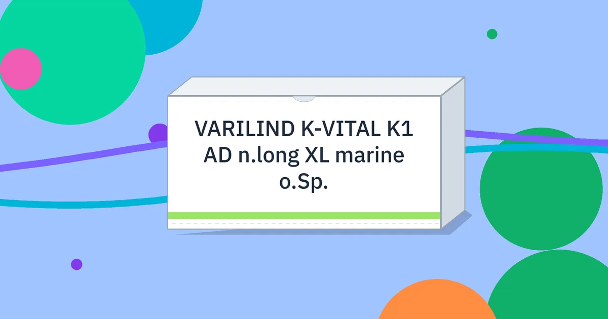 Symbolbild: Packung mit der Aufschrift VARILIND K-VITAL K1 AD n.long XL marine o.Sp. (PZN 20566459) – Verfügbarkeit und Bezug in Apotheken in Frankfurt am Main