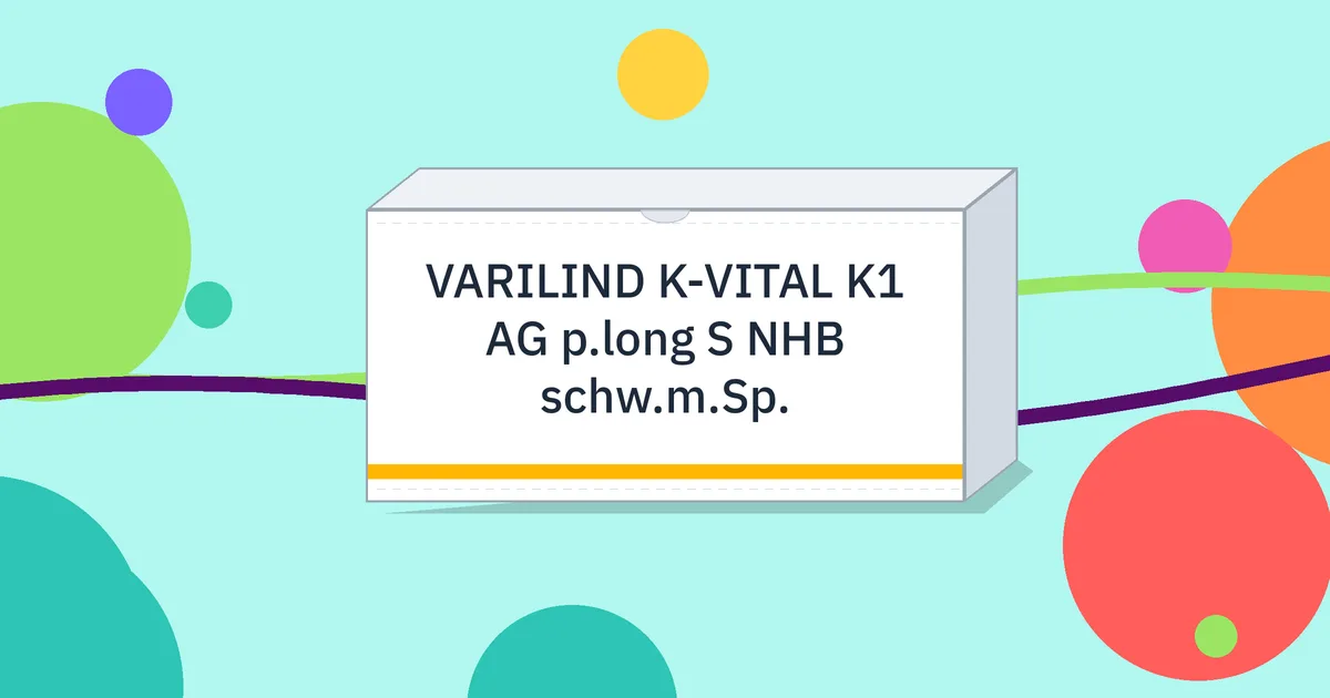 Symbolbild: Packung mit der Aufschrift VARILIND K-VITAL K1 AG p.long S NHB schw.m.Sp. (PZN 20563550) – Verfügbarkeit und Bezug in Apotheken in Frankfurt am Main