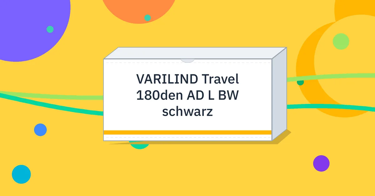 Symbolbild: Packung mit der Aufschrift VARILIND Travel 180den AD L BW schwarz (PZN 04252773) – Verfügbarkeit und Bezug in Apotheken in Frankfurt am Main