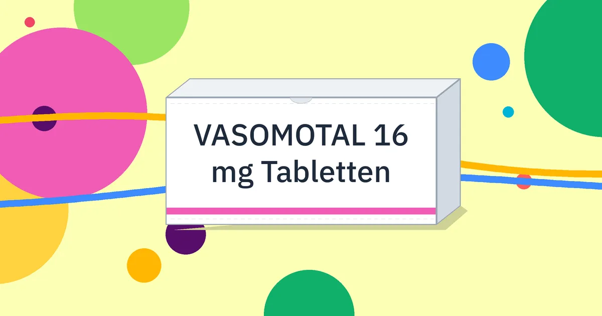 Symbolbild: Packung mit der Aufschrift VASOMOTAL 16 mg Tabletten (PZN 01388124) – Verfügbarkeit und Bezug in Apotheken in Frankfurt am Main