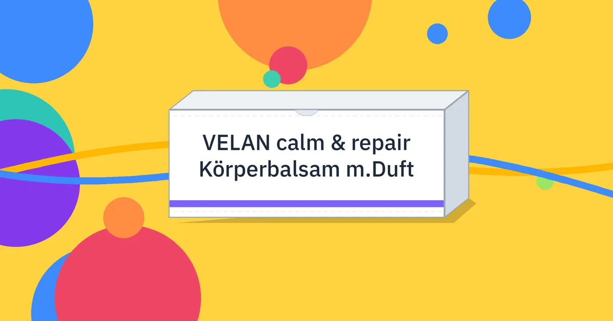 Symbolbild: Packung mit der Aufschrift VELAN calm & repair Körperbalsam m.Duft (PZN 19480511) – Verfügbarkeit und Bezug in Apotheken in Frankfurt am Main