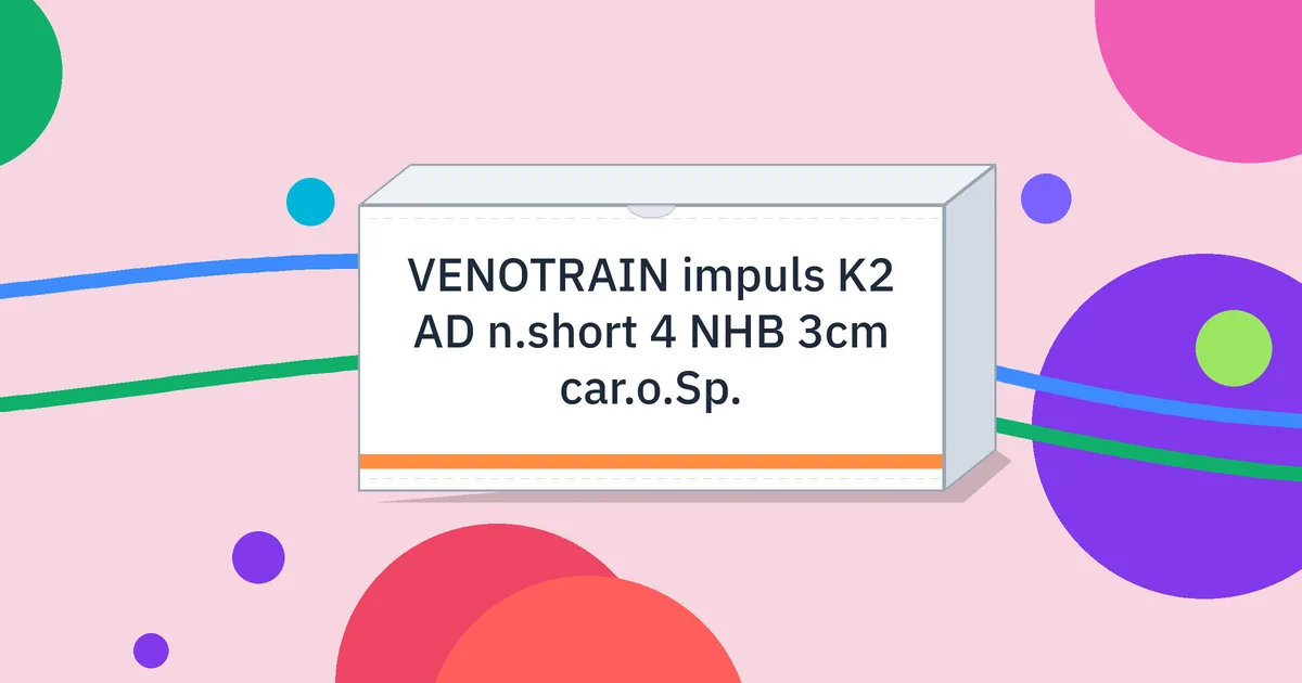 Symbolbild: Packung mit der Aufschrift VENOTRAIN impuls K2 AD n.short 4 NHB 3cm car.o.Sp. (PZN 08426810) – Verfügbarkeit und Bezug in Apotheken in Frankfurt am Main
