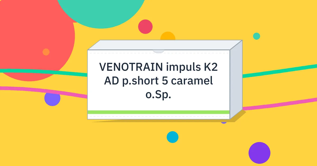 Symbolbild: Packung mit der Aufschrift VENOTRAIN impuls K2 AD p.short 5 caramel o.Sp. (PZN 08425928) – Verfügbarkeit und Bezug in Apotheken in Frankfurt am Main