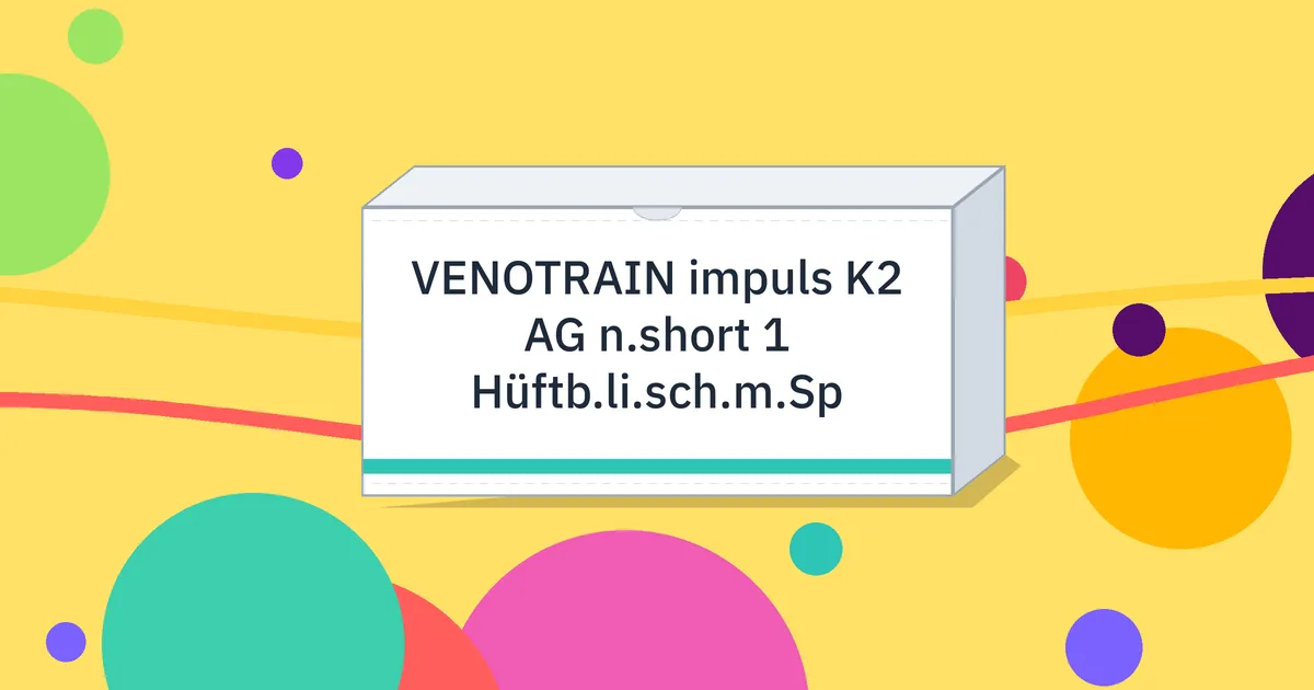 Symbolbild: Packung mit der Aufschrift VENOTRAIN impuls K2 AG n.short 1 Hüftb.li.sch.m.Sp (PZN 10294669) – Verfügbarkeit und Bezug in Apotheken in Frankfurt am Main