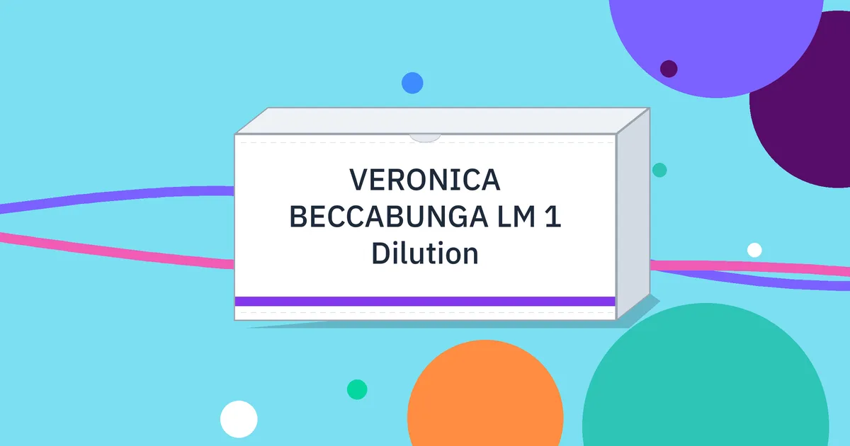 Symbolbild: Packung mit der Aufschrift VERONICA BECCABUNGA LM 1 Dilution (PZN 13268709) – Verfügbarkeit und Bezug in Apotheken in Frankfurt am Main