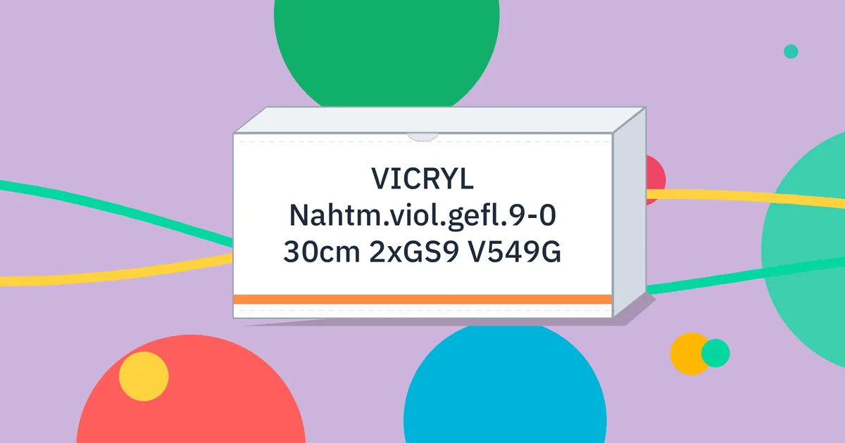 Symbolbild: Packung mit der Aufschrift VICRYL Nahtm.viol.gefl.9-0 30cm 2xGS9 V549G (PZN 20896346) – Verfügbarkeit und Bezug in Apotheken in Frankfurt am Main