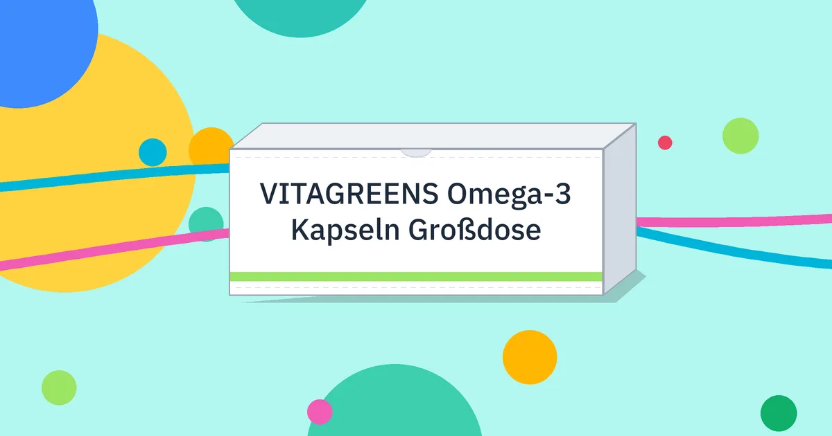 Symbolbild: Packung mit der Aufschrift VITAGREENS Omega-3 Kapseln Großdose (PZN 02579748) – Verfügbarkeit und Bezug in Apotheken in Frankfurt am Main