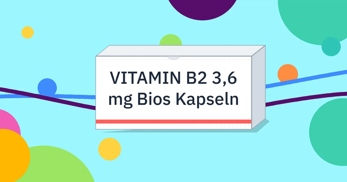 Symbolbild: Packung mit der Aufschrift VITAMIN B2 3,6 mg Bios Kapseln (PZN 06054770) – Verfügbarkeit und Bezug in Apotheken in Frankfurt am Main