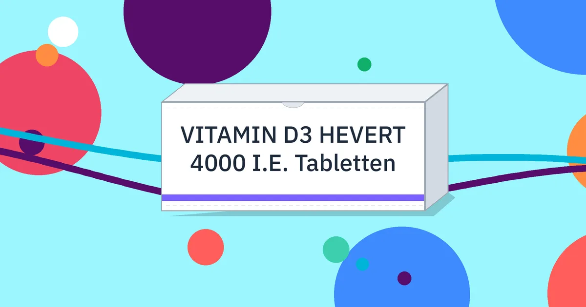 Symbolbild: Packung mit der Aufschrift VITAMIN D3 HEVERT 4000 I.E. Tabletten (PZN 19903325) – Verfügbarkeit und Bezug in Apotheken in Frankfurt am Main