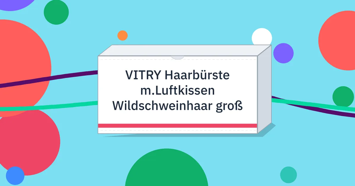 Symbolbild: Packung mit der Aufschrift VITRY Haarbürste m.Luftkissen Wildschweinhaar groß (PZN 10820543) – Verfügbarkeit und Bezug in Apotheken in Frankfurt am Main