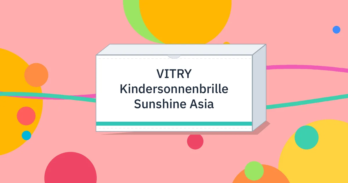 Symbolbild: Packung mit der Aufschrift VITRY Kindersonnenbrille Sunshine Asia (PZN 18452814) – Verfügbarkeit und Bezug in Apotheken in Frankfurt am Main