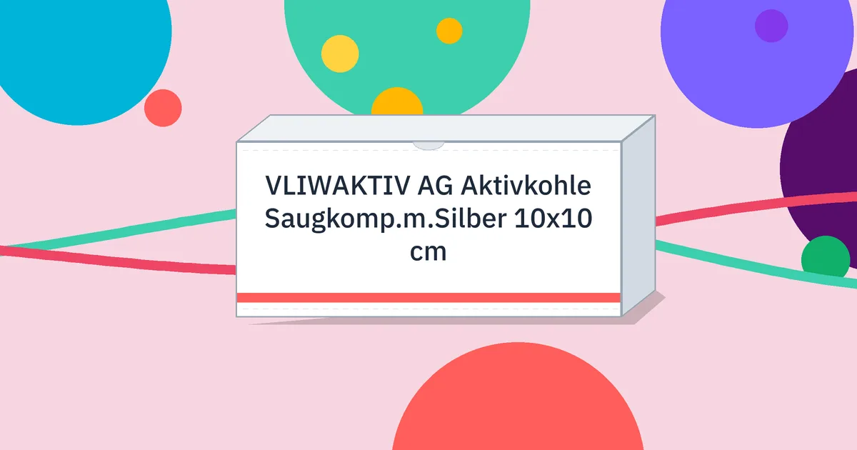Symbolbild: Packung mit der Aufschrift VLIWAKTIV AG Aktivkohle Saugkomp.m.Silber 10x10 cm (PZN 19963557) – Verfügbarkeit und Bezug in Apotheken in Frankfurt am Main