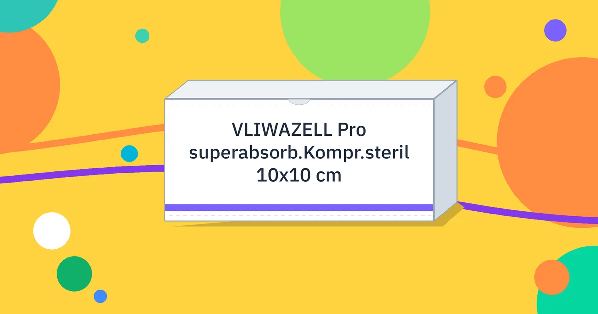 Symbolbild: Packung mit der Aufschrift VLIWAZELL Pro superabsorb.Kompr.steril 10x10 cm (PZN 20611674) – Verfügbarkeit und Bezug in Apotheken in Frankfurt am Main