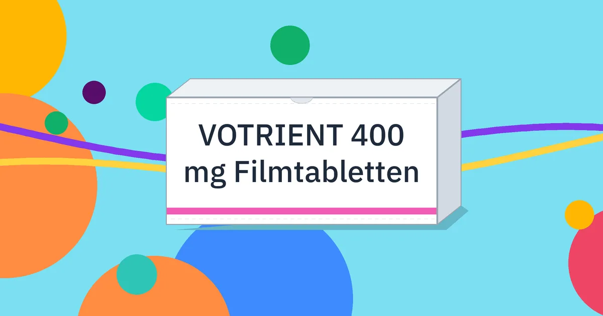 Symbolbild: Packung mit der Aufschrift VOTRIENT 400 mg Filmtabletten (PZN 14143772) – Verfügbarkeit und Bezug in Apotheken in Frankfurt am Main
