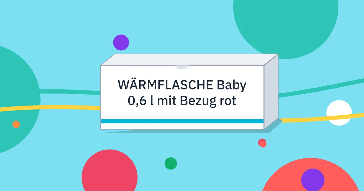 Symbolbild: Packung mit der Aufschrift WÄRMFLASCHE Baby 0,6 l mit Bezug rot (PZN 09926638) – Verfügbarkeit und Bezug in Apotheken in Frankfurt am Main