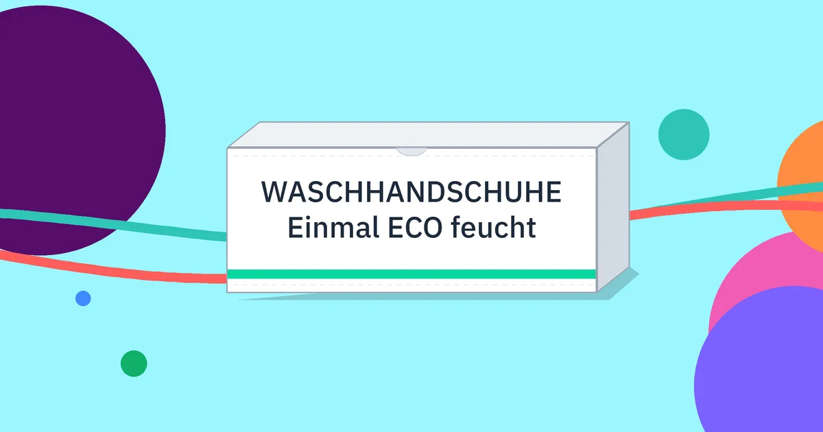 Symbolbild: Packung mit der Aufschrift WASCHHANDSCHUHE Einmal ECO feucht (PZN 09882094) – Verfügbarkeit und Bezug in Apotheken in Frankfurt am Main