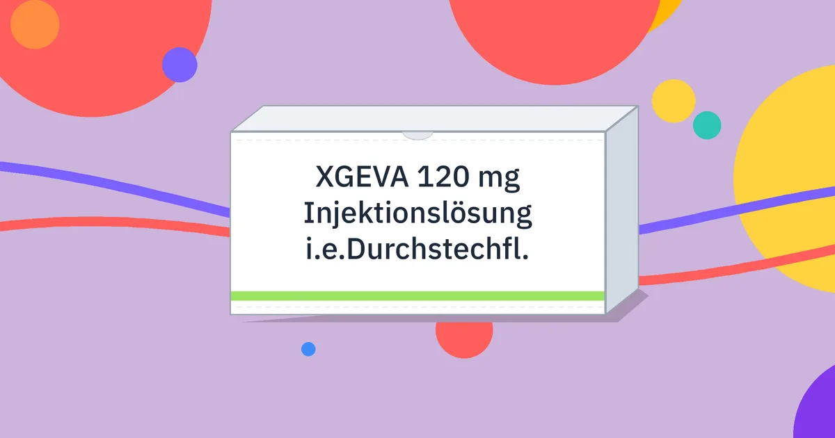 Symbolbild: Packung mit der Aufschrift XGEVA 120 mg Injektionslösung i.e.Durchstechfl. (PZN 11667138) – Verfügbarkeit und Bezug in Apotheken in Frankfurt am Main
