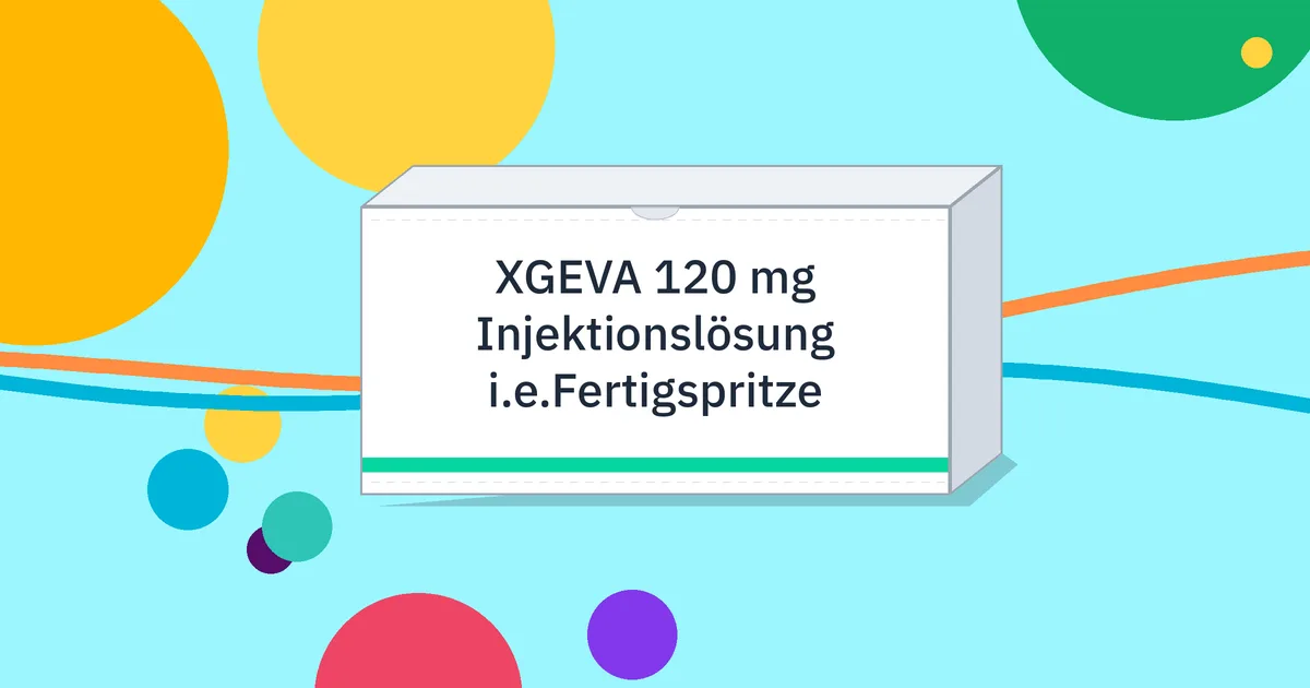 Symbolbild: Packung mit der Aufschrift XGEVA 120 mg Injektionslösung i.e.Fertigspritze (PZN 18881975) – Verfügbarkeit und Bezug in Apotheken in Frankfurt am Main