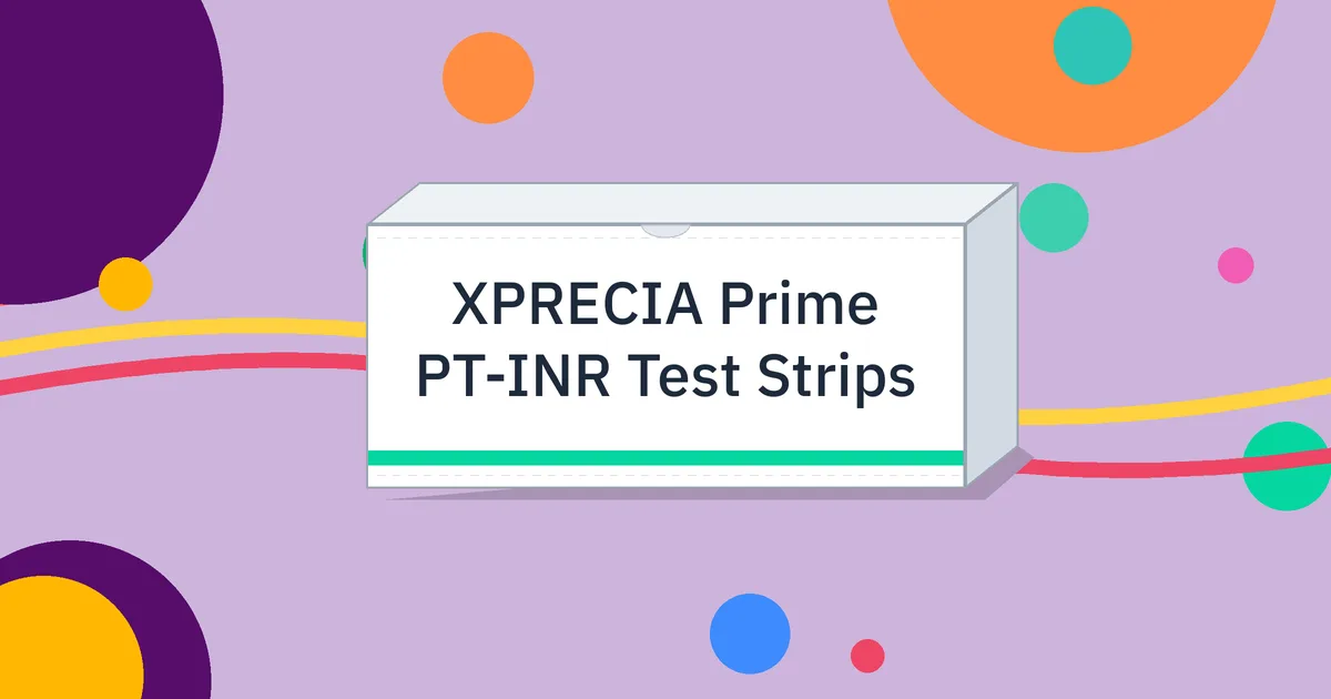 Symbolbild: Packung mit der Aufschrift XPRECIA Prime PT-INR Test Strips (PZN 19344937) – Verfügbarkeit und Bezug in Apotheken in Frankfurt am Main