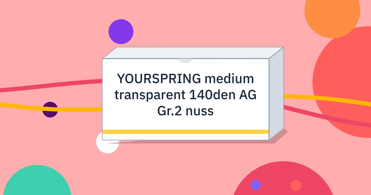Symbolbild: Packung mit der Aufschrift YOURSPRING medium transparent 140den AG Gr.2 nuss (PZN 18057118) – Verfügbarkeit und Bezug in Apotheken in Frankfurt am Main