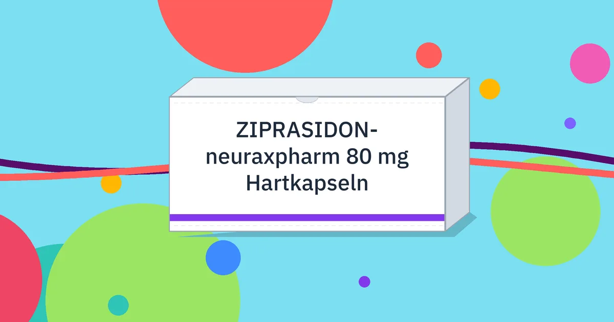 Symbolbild: Packung mit der Aufschrift ZIPRASIDON-neuraxpharm 80 mg Hartkapseln (PZN 09927980) – Verfügbarkeit und Bezug in Apotheken in Frankfurt am Main