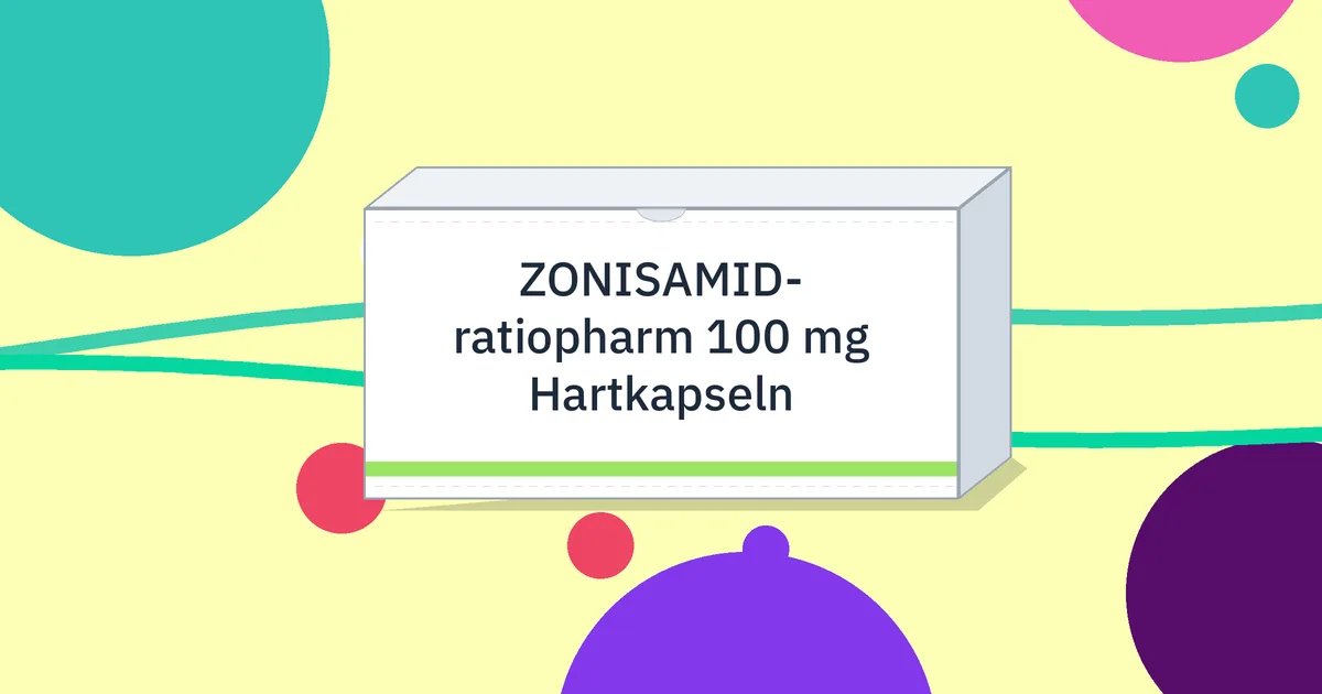 Symbolbild: Packung mit der Aufschrift ZONISAMID-ratiopharm 100 mg Hartkapseln (PZN 11077566) – Verfügbarkeit und Bezug in Apotheken in Frankfurt am Main
