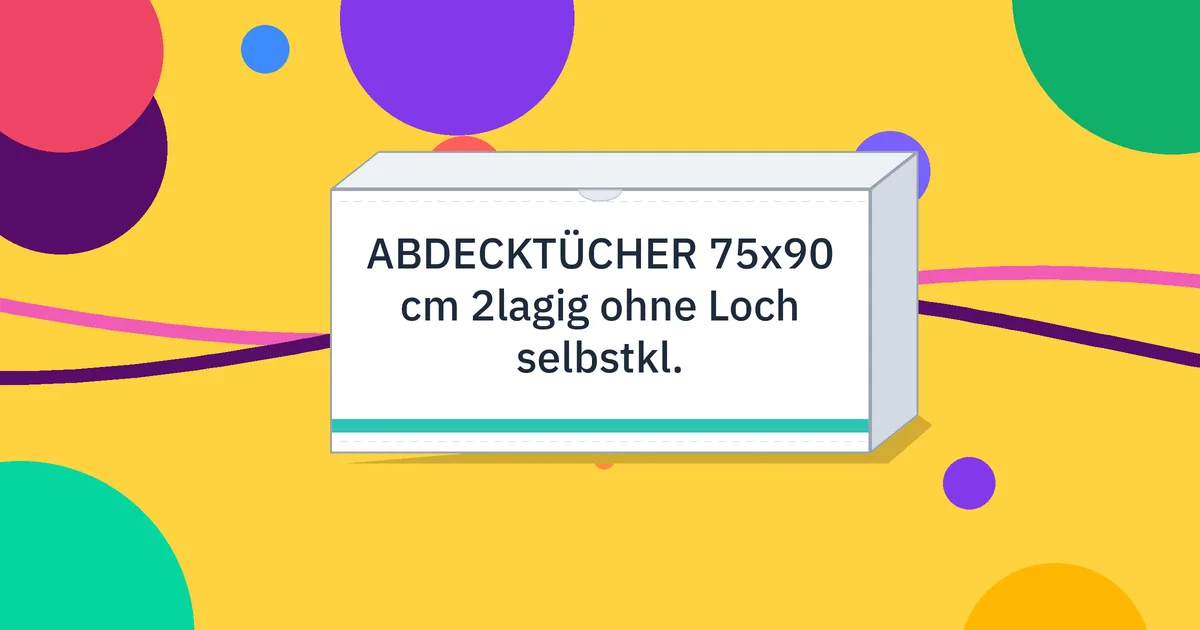 Symbolbild: Packung mit der Aufschrift ABDECKTÜCHER 75x90 cm 2lagig ohne Loch selbstkl. (PZN 09728453) – Verfügbarkeit und Bezug in Apotheken in Frankfurt am Main