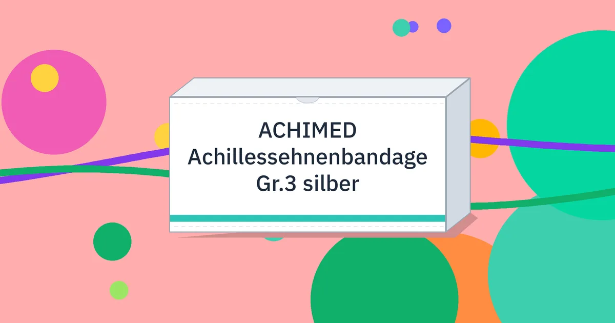 Symbolbild: Packung mit der Aufschrift ACHIMED Achillessehnenbandage Gr.3 silber (PZN 15314661) – Verfügbarkeit und Bezug in Apotheken in Frankfurt am Main
