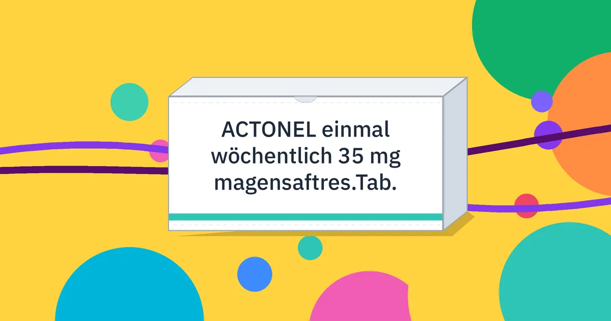 Symbolbild: Packung mit der Aufschrift ACTONEL einmal wöchentlich 35 mg magensaftres.Tab. (PZN 13506675) – Verfügbarkeit und Bezug in Apotheken in Frankfurt am Main