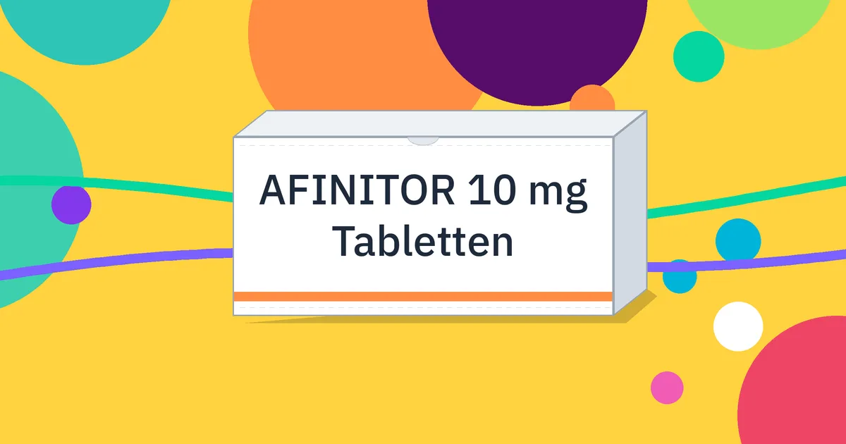 Symbolbild: Packung mit der Aufschrift AFINITOR 10 mg Tabletten (PZN 16897363) – Verfügbarkeit und Bezug in Apotheken in Frankfurt am Main