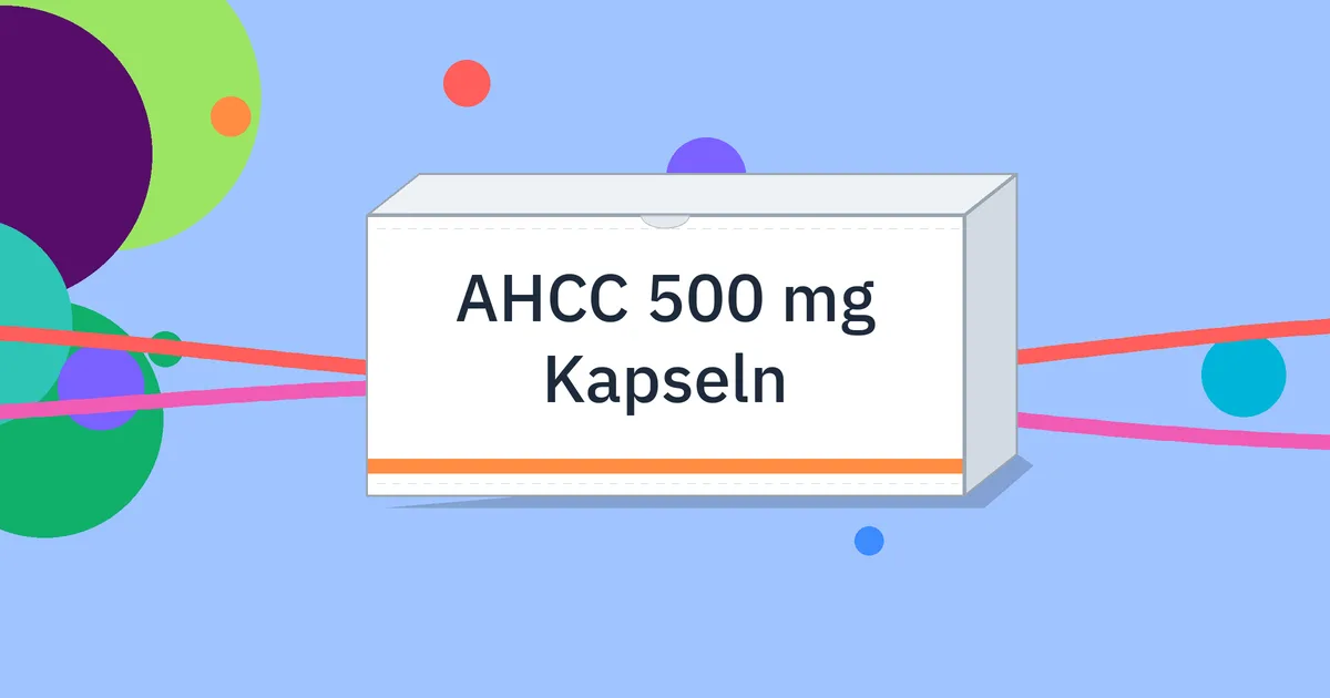 Symbolbild: Packung mit der Aufschrift AHCC 500 mg Kapseln (PZN 17964860) – Verfügbarkeit und Bezug in Apotheken in Frankfurt am Main