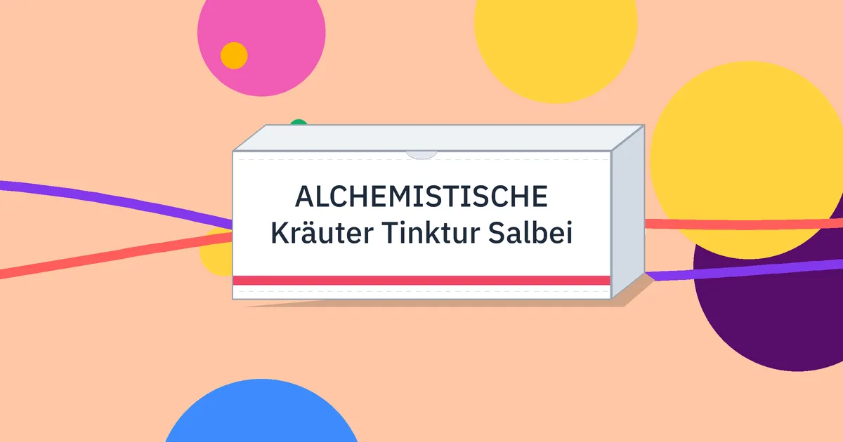 Symbolbild: Packung mit der Aufschrift ALCHEMISTISCHE Kräuter Tinktur Salbei (PZN 17418755) – Verfügbarkeit und Bezug in Apotheken in Frankfurt am Main