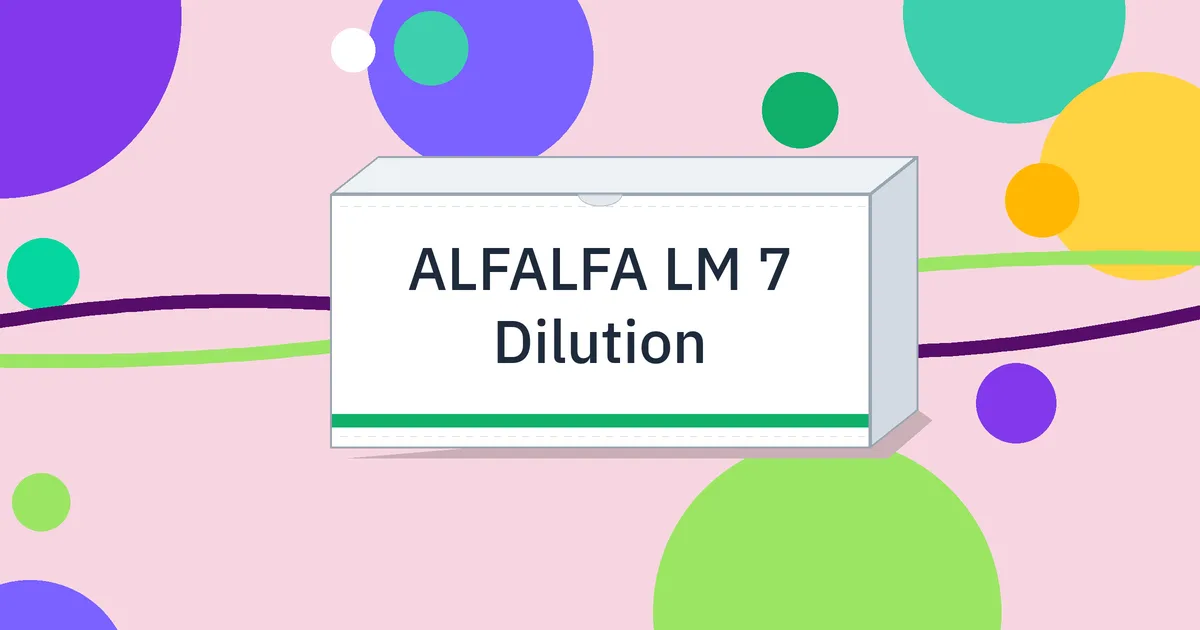 Symbolbild: Packung mit der Aufschrift ALFALFA LM 7 Dilution (PZN 13310067) – Verfügbarkeit und Bezug in Apotheken in Frankfurt am Main