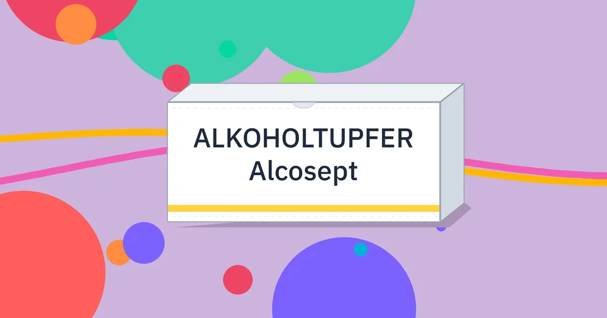 Symbolbild: Packung mit der Aufschrift ALKOHOLTUPFER Alcosept (PZN 04608951) – Verfügbarkeit und Bezug in Apotheken in Frankfurt am Main