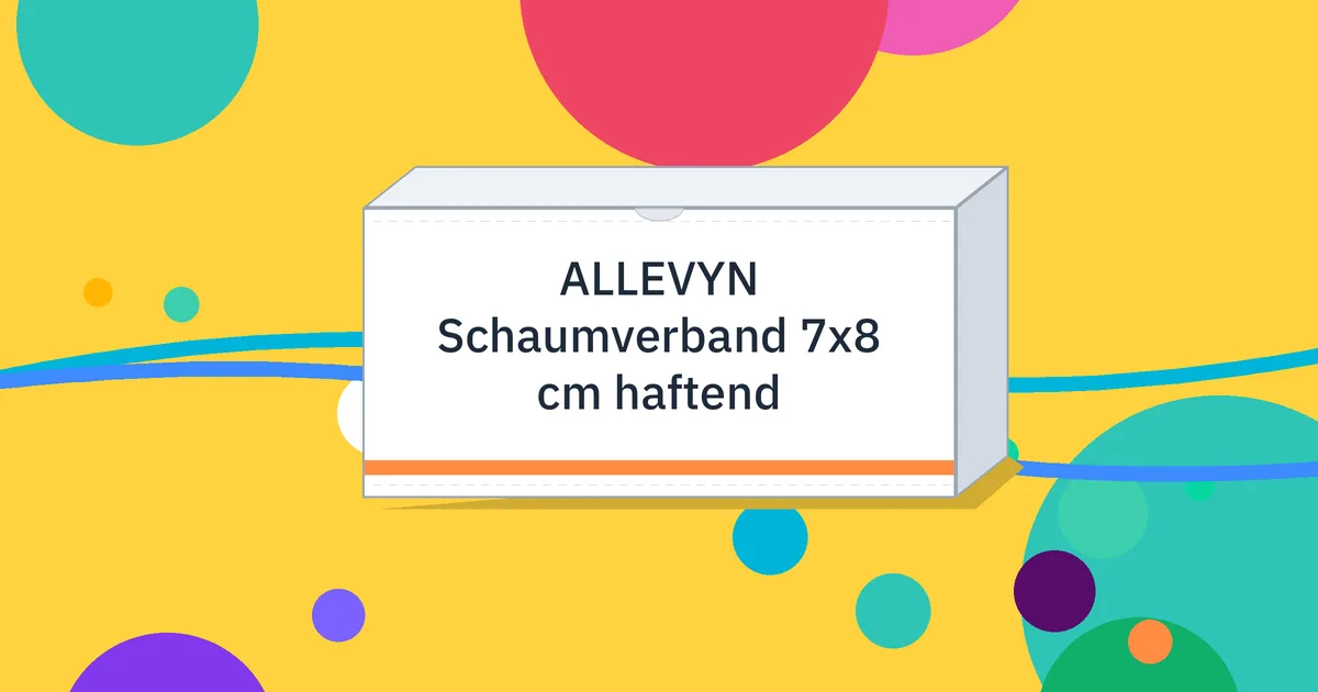 Symbolbild: Packung mit der Aufschrift ALLEVYN Schaumverband 7x8 cm haftend (PZN 16013714) – Verfügbarkeit und Bezug in Apotheken in Frankfurt am Main