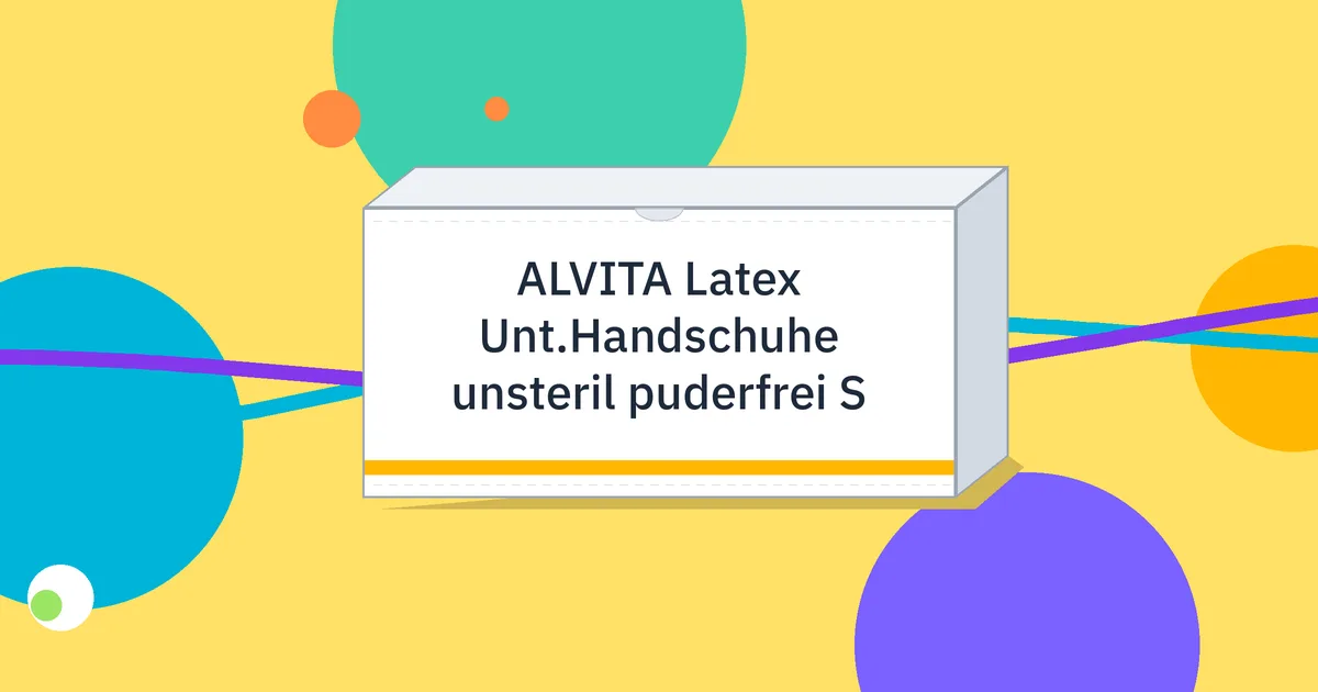 Symbolbild: Packung mit der Aufschrift ALVITA Latex Unt.Handschuhe unsteril puderfrei S (PZN 11309255) – Verfügbarkeit und Bezug in Apotheken in Frankfurt am Main