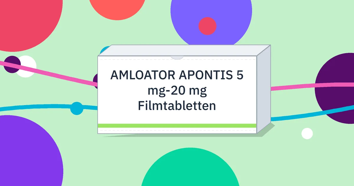 Symbolbild: Packung mit der Aufschrift AMLOATOR APONTIS 5 mg-20 mg Filmtabletten (PZN 17823987) – Verfügbarkeit und Bezug in Apotheken in Frankfurt am Main