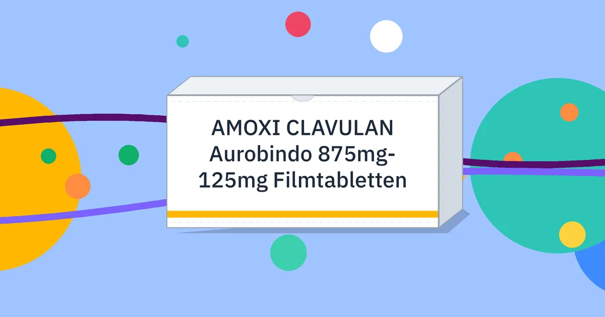 Symbolbild: Packung mit der Aufschrift AMOXI CLAVULAN Aurobindo 875mg-125mg Filmtabletten (PZN 08841207) – Verfügbarkeit und Bezug in Apotheken in Frankfurt am Main