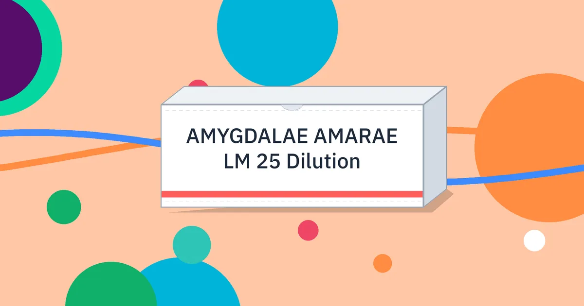 Symbolbild: Packung mit der Aufschrift AMYGDALAE AMARAE LM 25 Dilution (PZN 13325726) – Verfügbarkeit und Bezug in Apotheken in Frankfurt am Main